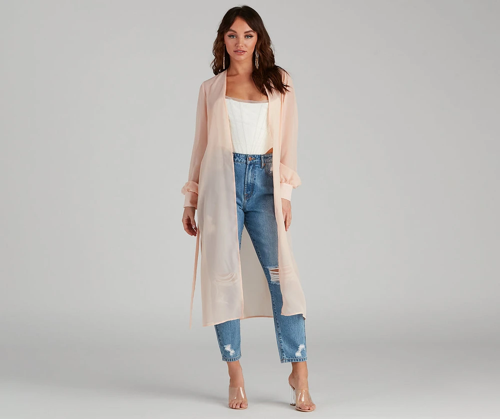 Windsor Chic Sheer Chiffon Belted Trench | Hamilton Place
