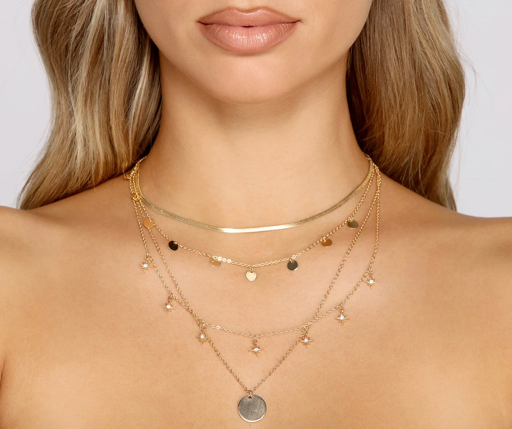 Windsor Coin Charm Layered Chain Link Necklace | Hamilton Place