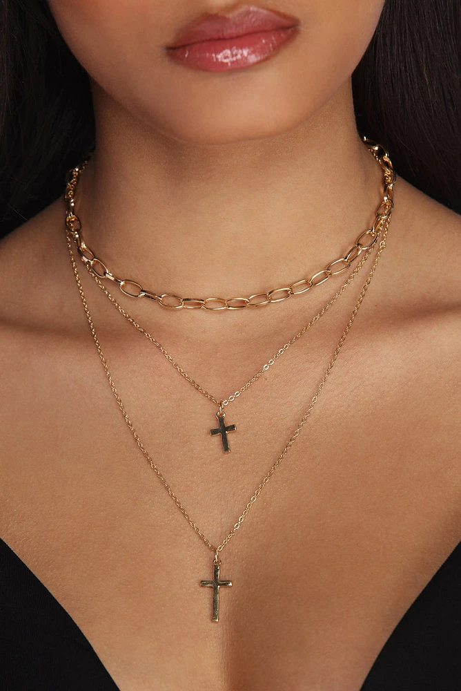 Windsor Layered Chain Cross Necklace | Hamilton Place
