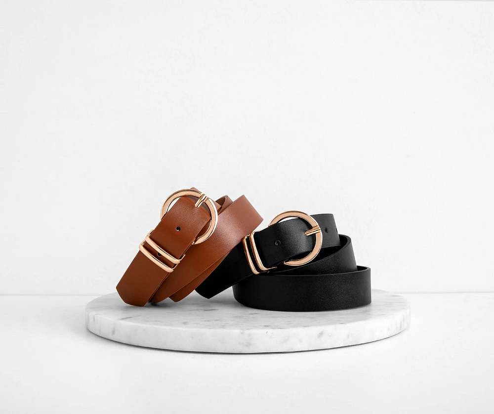 Windsor Staple Faux Leather Belt 2 Pack | Hamilton Place