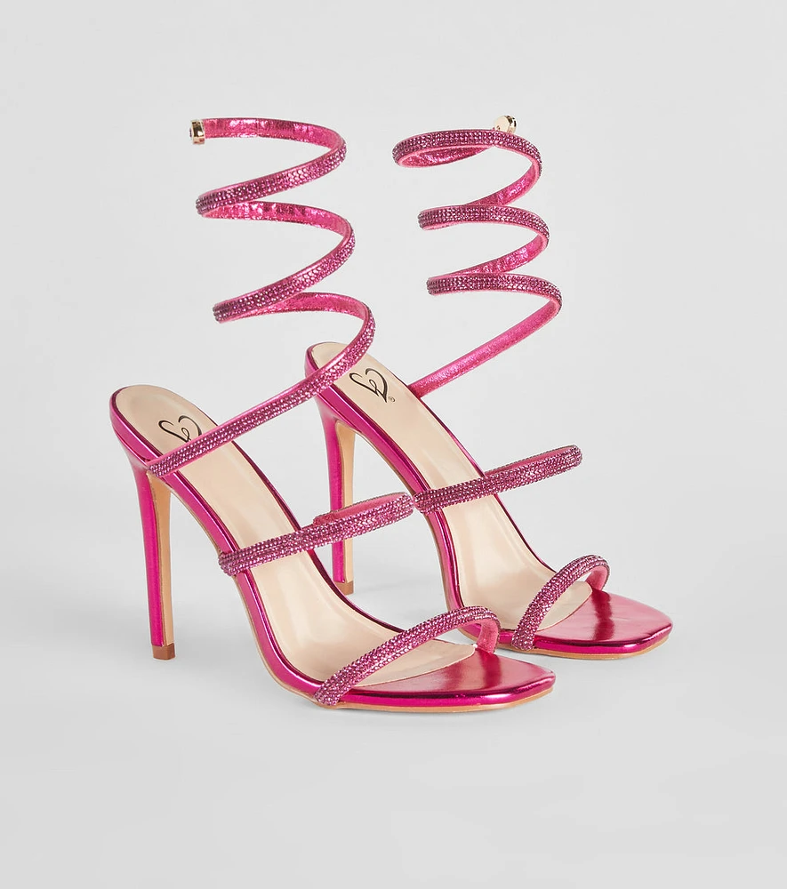 Windsor Signature Glam Rhinestone Spiral Stiletto Heels | Hamilton Place