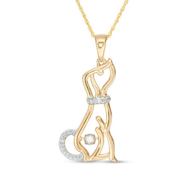 Zales 0.15 CT. T.w. Diamond Dog Pendant in Sterling Silver with 14K ...